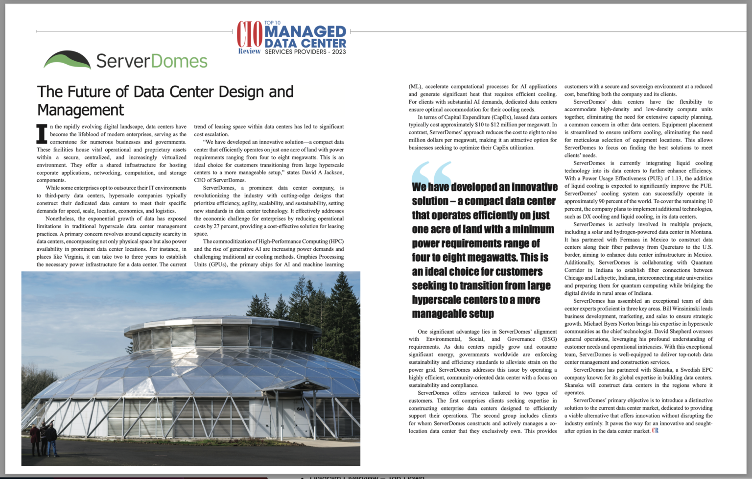 Awarded: Top 10 Managed Data Center Service Companies - ServerDomes